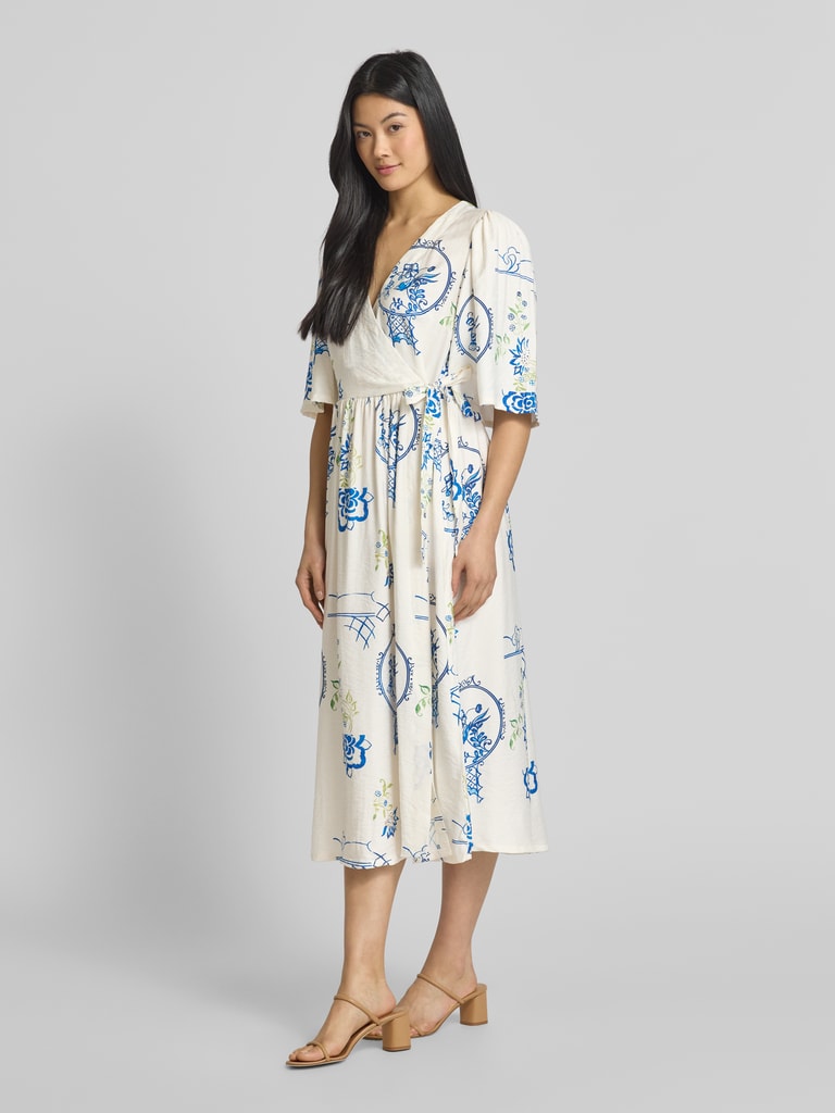 ICHI Wickelkleid aus Viskose-Mix mit Leinen-Anteil Modell 'LUCIE' (offwhite) online kaufen