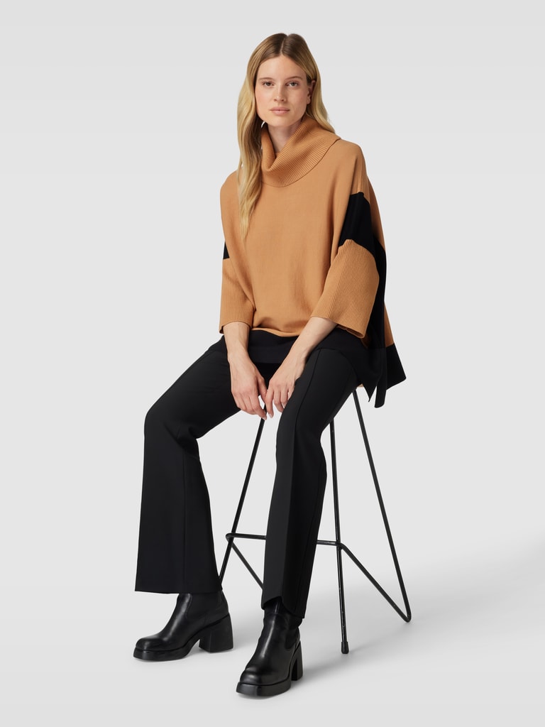 s.Oliver BLACK LABEL Poncho mit Kontrastbesatz (camel) online kaufen