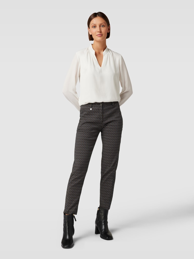 Brax Stoffen broek in verkort design met all-over motief in olijfgroen ...