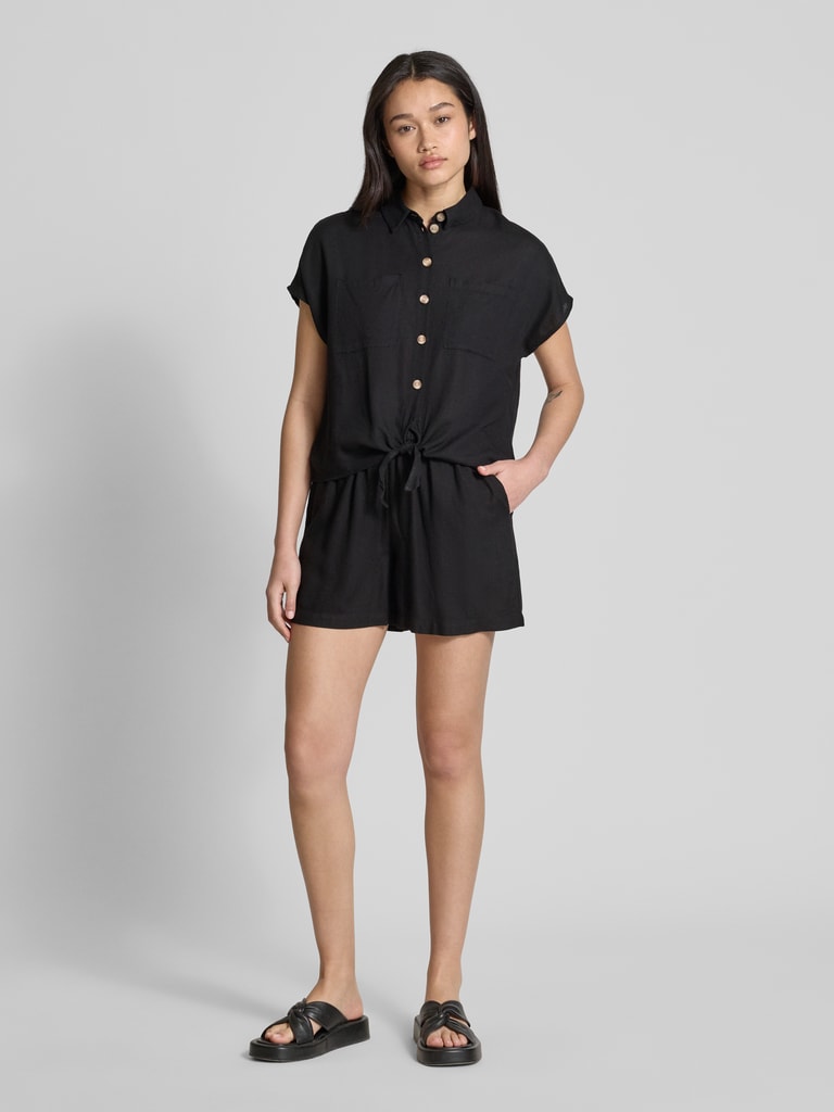 PIECES Boxy Fit Hemdbluse aus Viskose-Leinen-Mix Modell 'PIA' (black ...