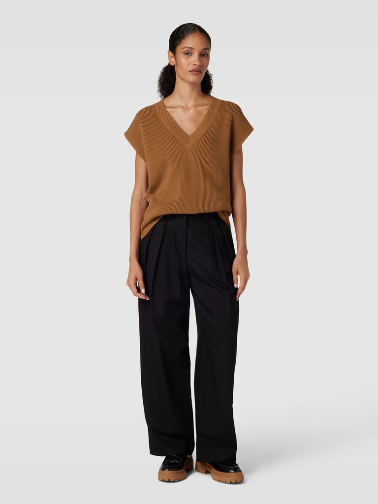 Kup online s.Oliver RED LABEL Sweter z dzianiny z dekoltem w serek (camel)