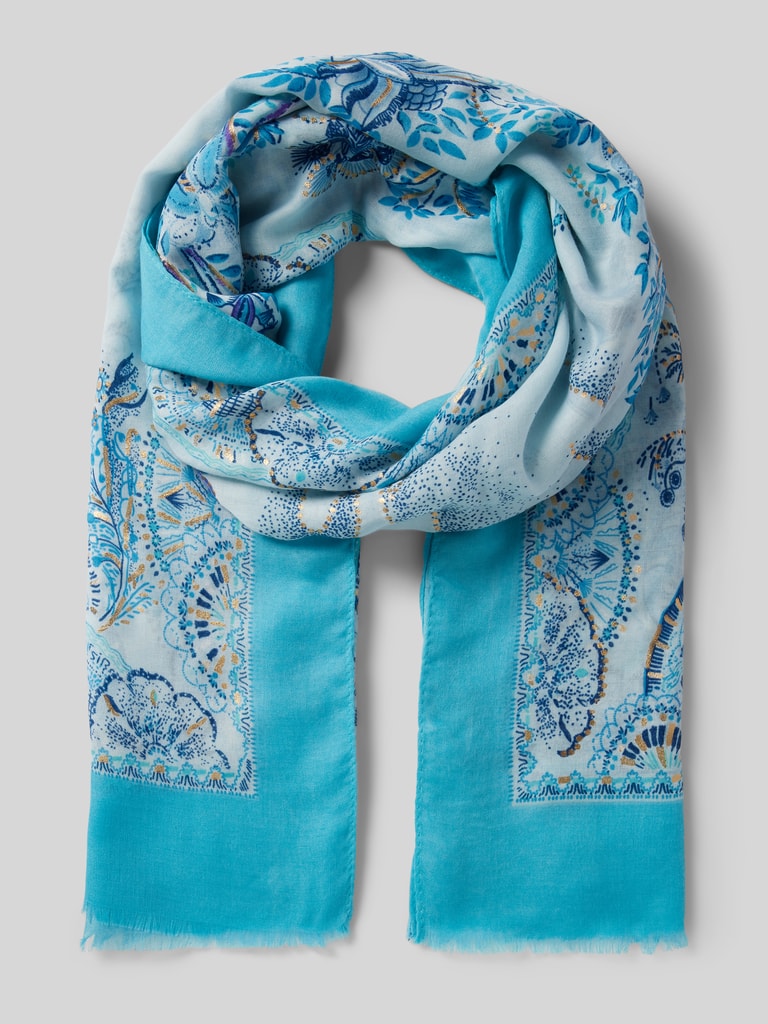 Kurt Beines Sjaal met all-over motief, model 'Romantic Dream' in blauw ...