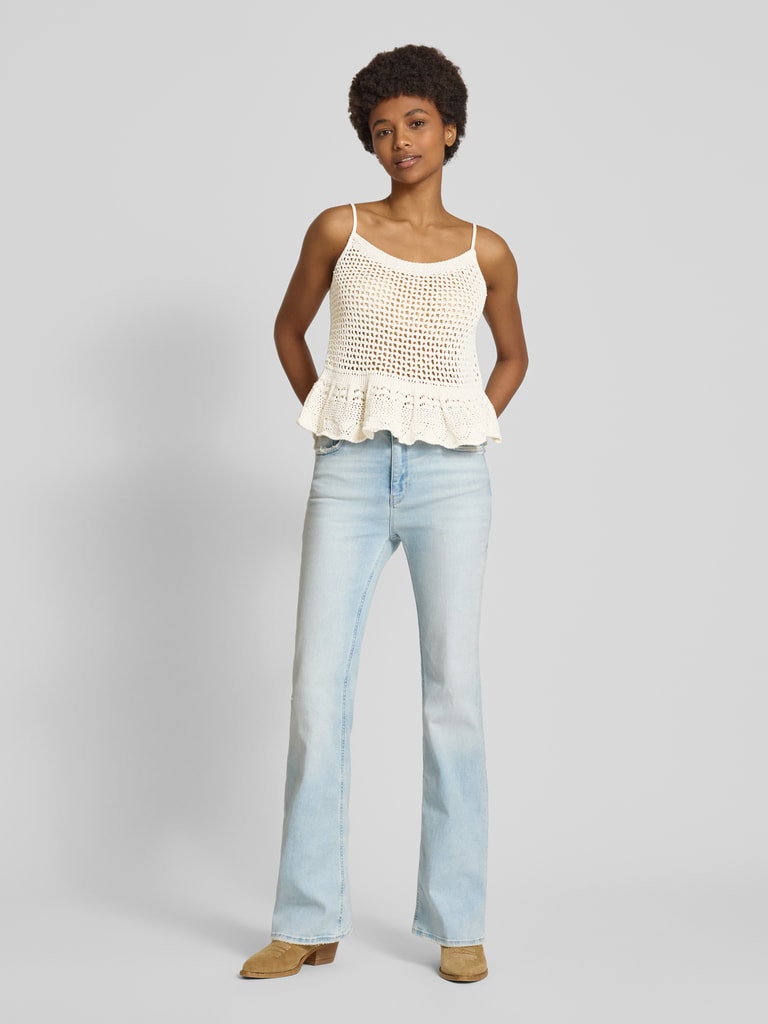 Only Regular fit tricottop van katoenmix, model 'MARY LIFE' in ecru ...