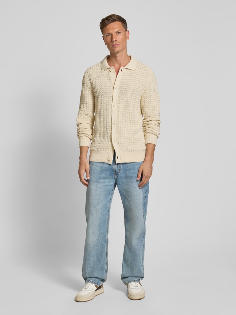 Jake*s Studio Men Strickjacke mit Strukturmuster und Polokragen (ecru ...