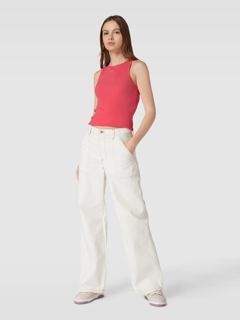 Tommy Jeans Tanktop in Ripp-Optik Modell 'ESSENTIAL' (pink) online kaufen