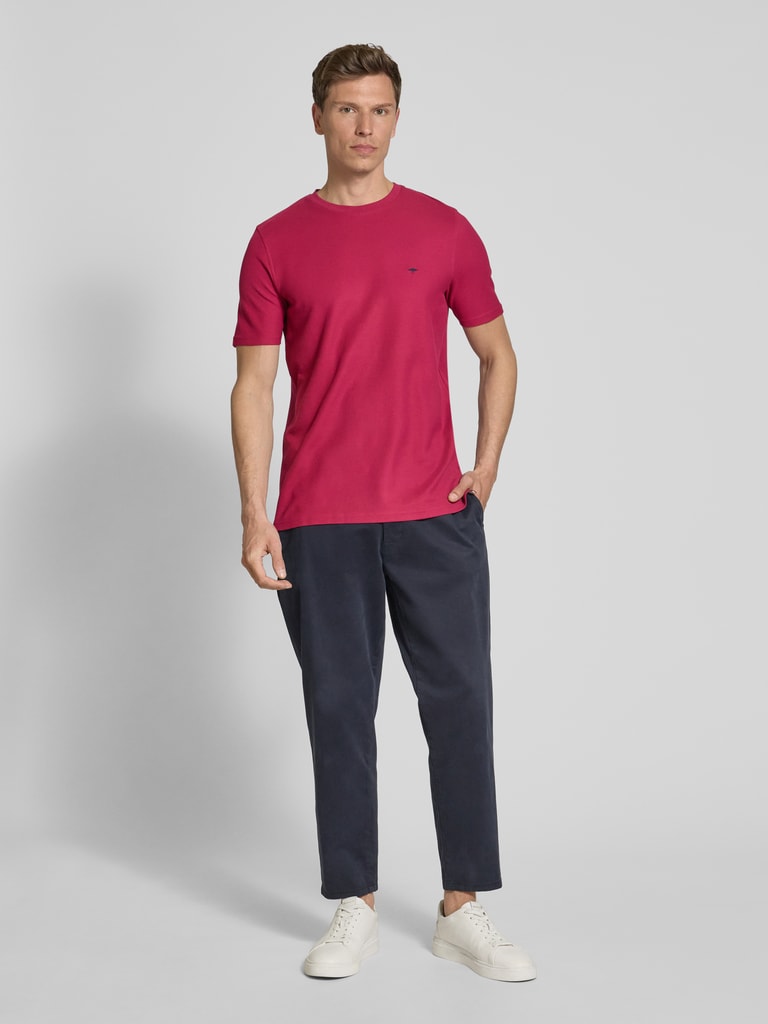 Fynch-Hatton T-Shirt mit Logo-Stitching (bordeaux) online kaufen