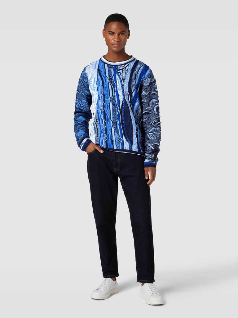 CARLO COLUCCI Pullover mit Allover-Muster (blau) online kaufen