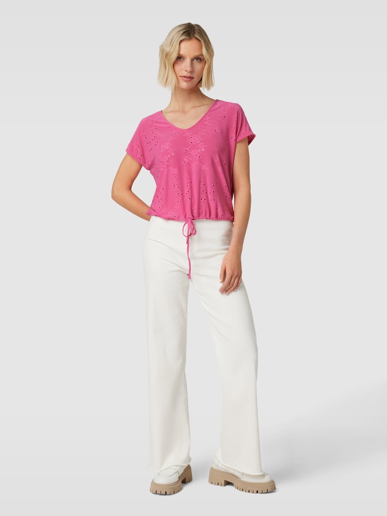 Vero Moda T-Shirt mit Lochstickerei Modell 'CAMIL CAP' (pink) online kaufen