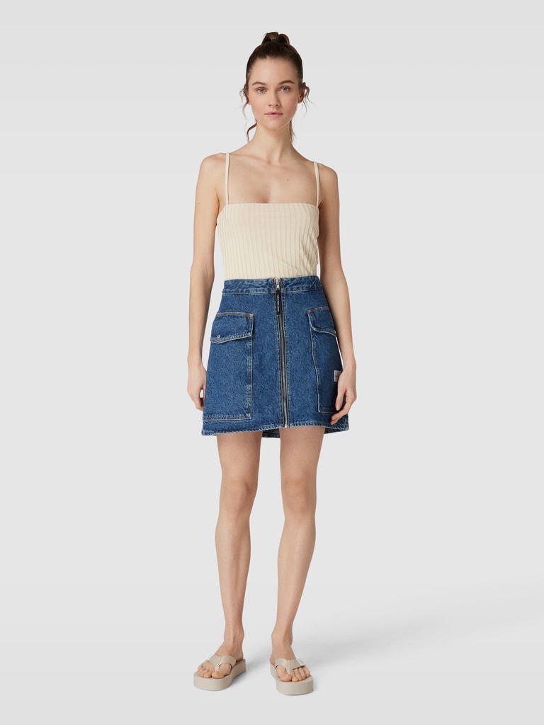 Calvin Klein Jeans Crop Top im Ripp-Look (sand) online kaufen