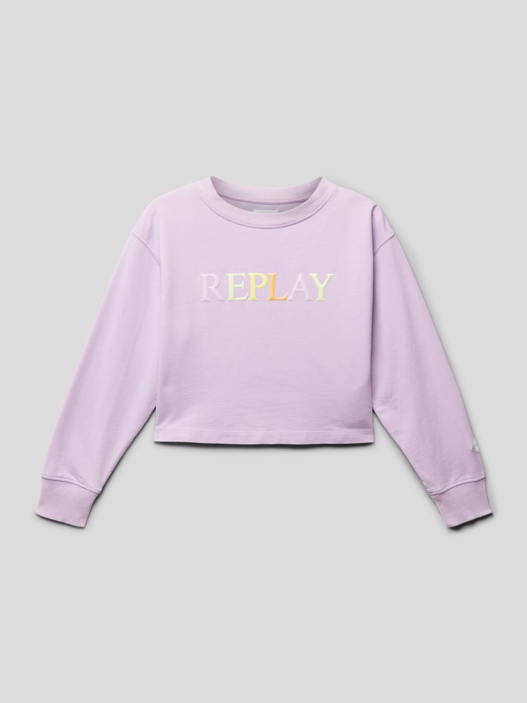 Replay Sweatshirt met logoprint in lila online kopen | P&C