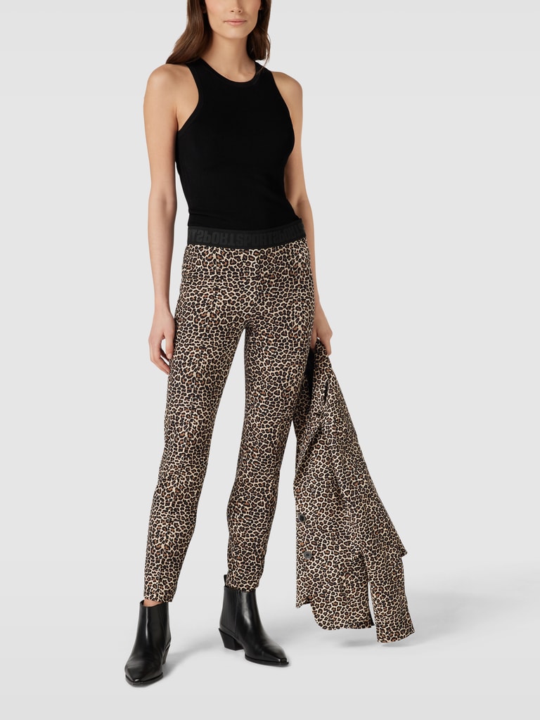Marc Cain Bundfaltenhose mit Animal-Print (black) online kaufen