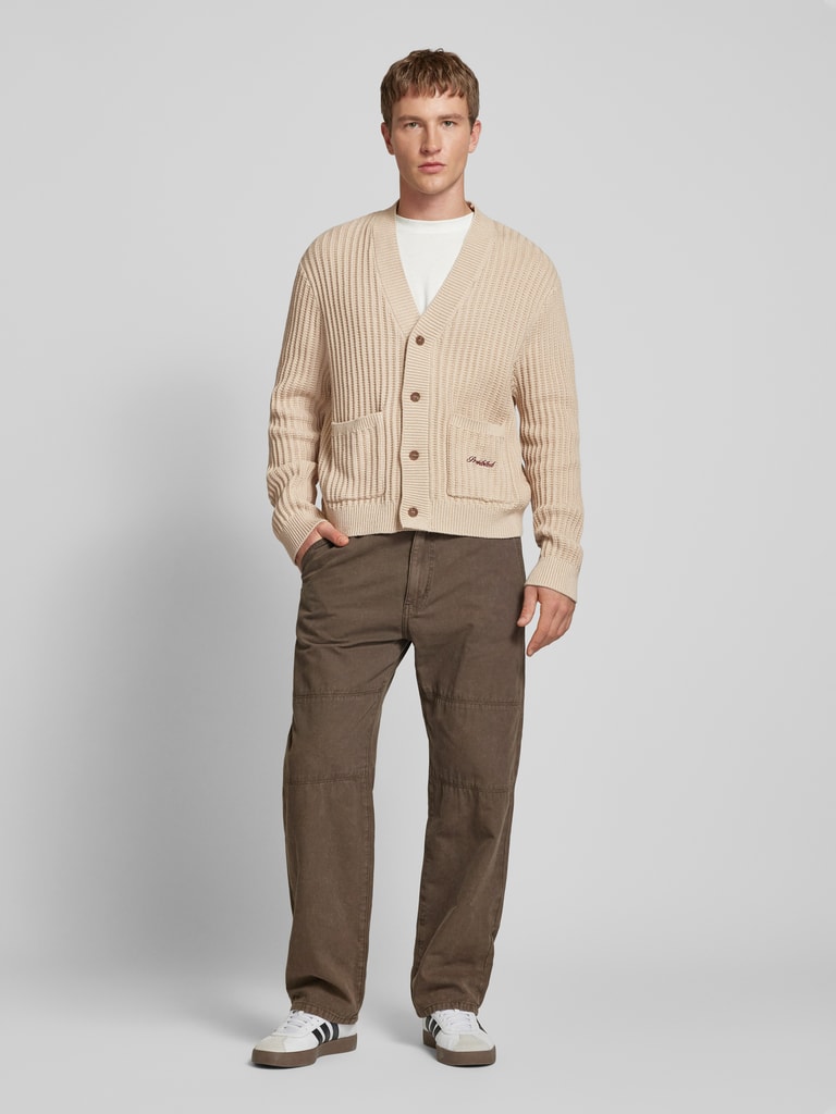PROHIBITED Gebreid jack met knoopsluiting, model 'Bromley' in offwhite ...