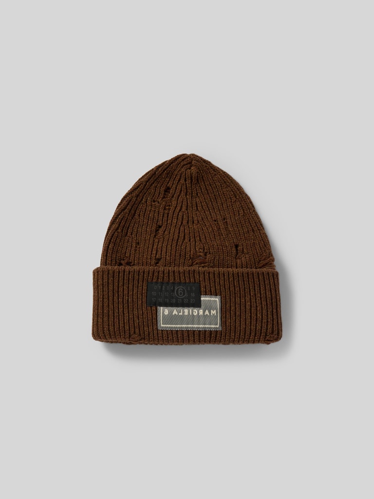 MM6 Maison Margiela Beanie in Strick-Optik (mittelbraun) online kaufen