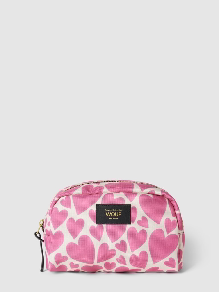 WOUF Make-uptasje met all-over motief, model 'Pink Love' in felroze ...