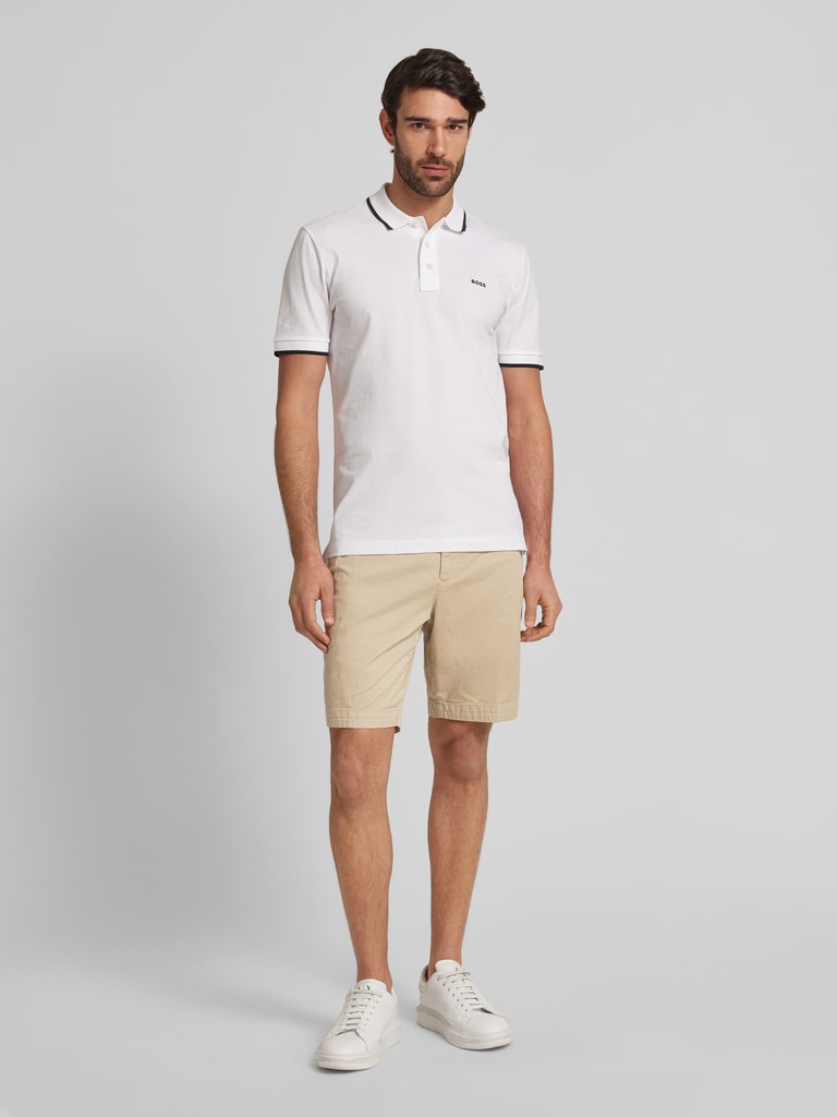 BOSS Slim fit korte broek met riemlussen, model 'Slice' in beige online ...