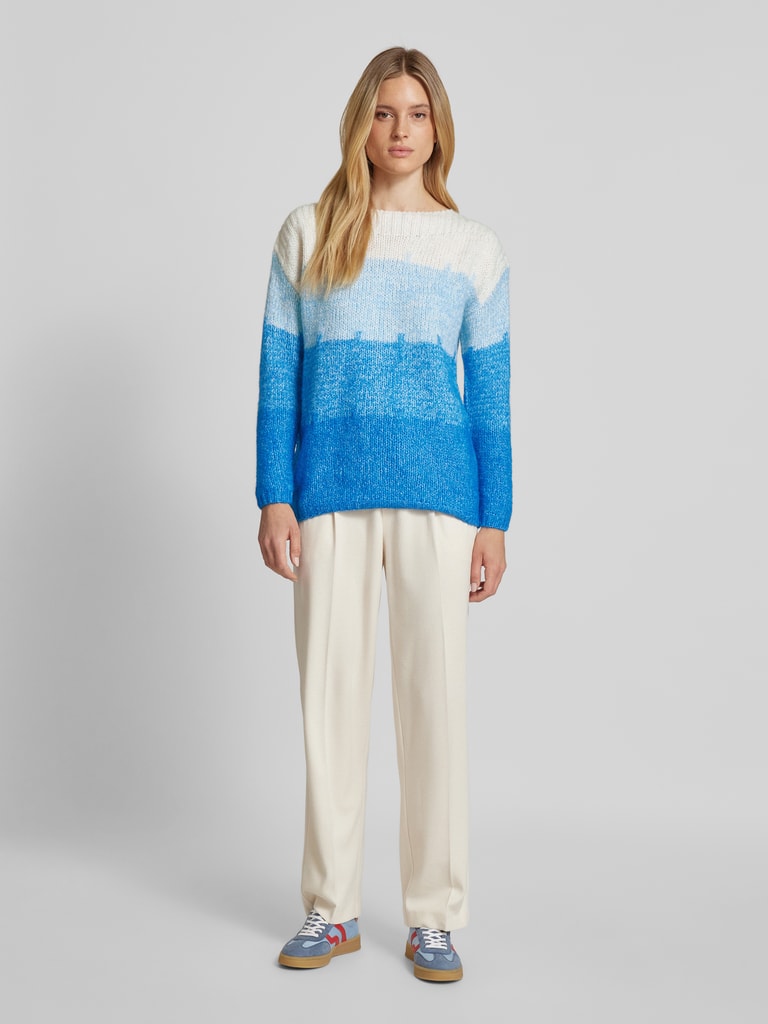ICHI Strickpullover mit gerippten Abschlüssen Modell 'LEVONE' (blau ...