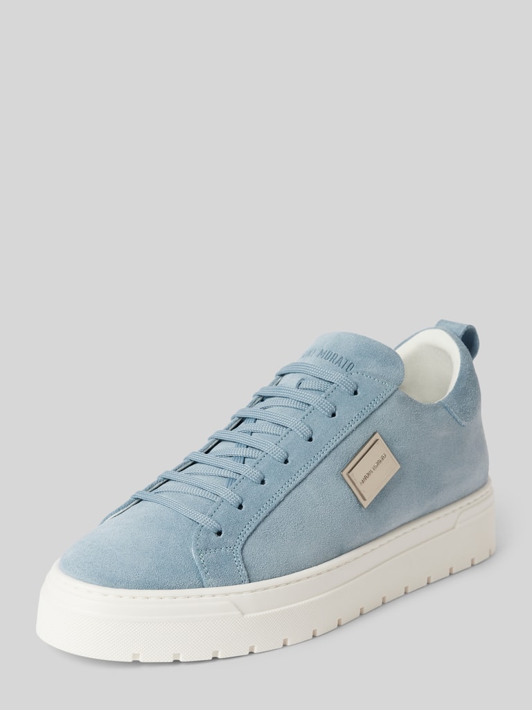 Antony Morato Sneakers van leer met labeldetail in lichtblauw online ...