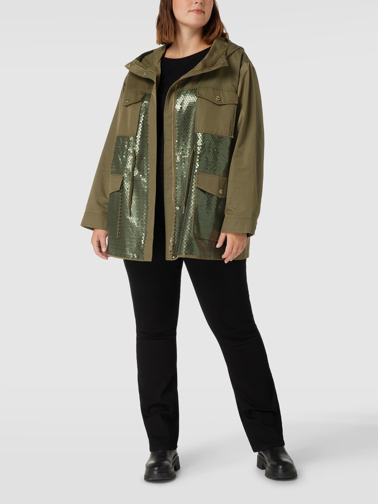 Marina Rinaldi PLUS SIZE jack met pailletten, model 'TABULA' in kaki ...