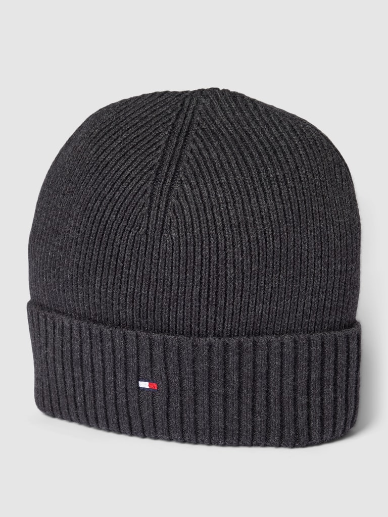 Tommy Hilfiger Muts met logostitching, model 'ESSENTIAL FLAG' in antraciet online kopen | P&C