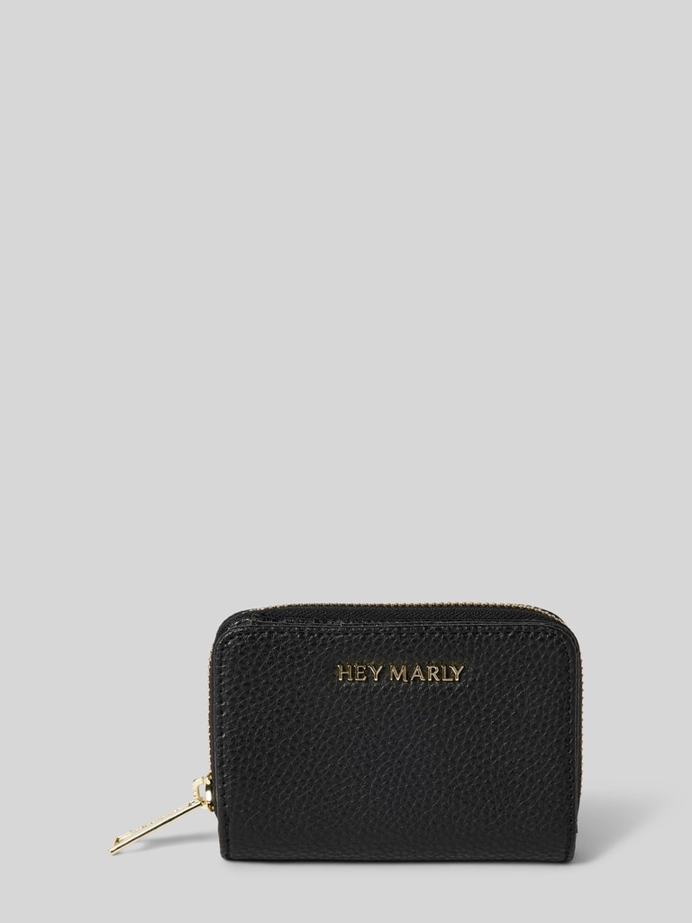 Hey Marly Portemonnee met labeldetail, model 'Sleek Petite' in zwart ...