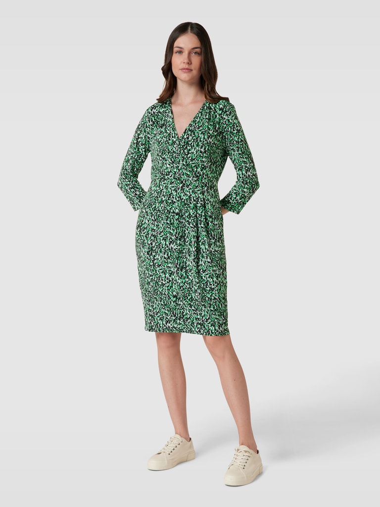 comma Knielange jurk met all-over motief in groen online kopen | P&C