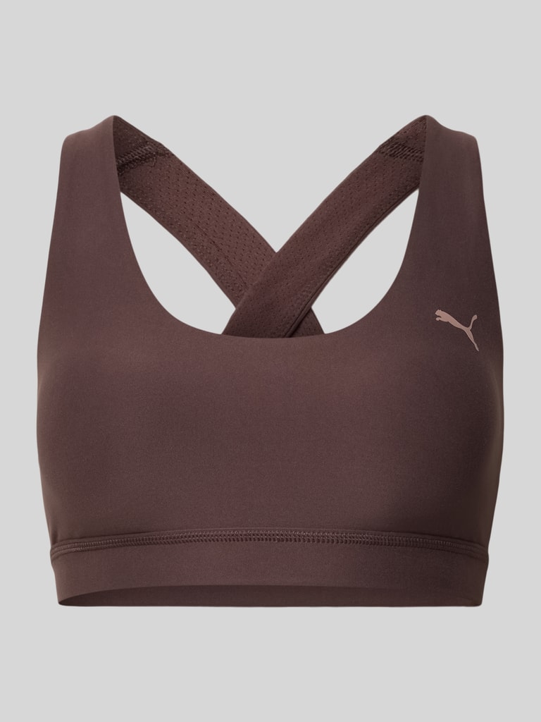 PUMA Slim fit sport-bh met logoprint Model 'Cloudspun' in donkerbruin ...