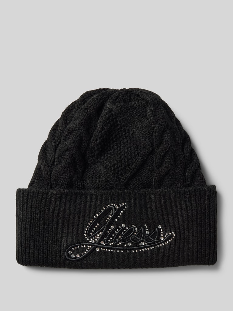 Guess Beanie mit Label-Stitching Modell 'ROSELYN' (black) online kaufen