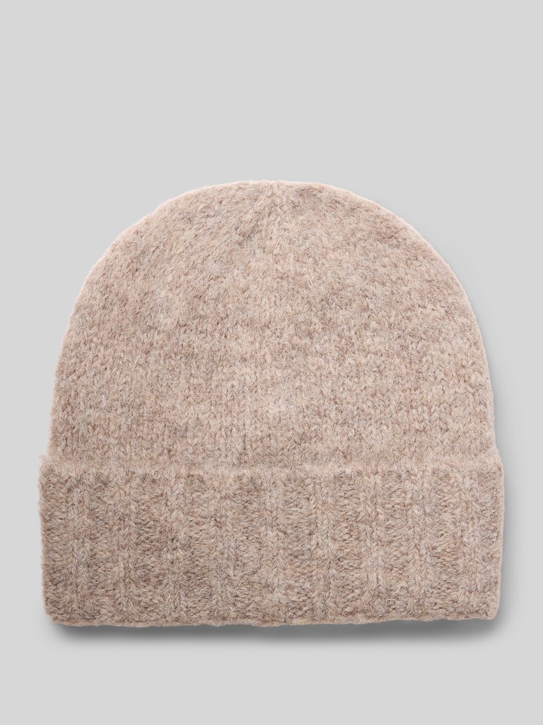 ICHI Gebreide muts met geribde omslag, model 'IAMONA' in beige online ...