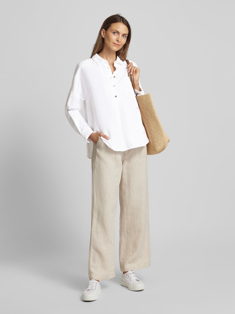 Frieda & Freddies Leinenbluse mit Label-Stitching (weiss) online kaufen