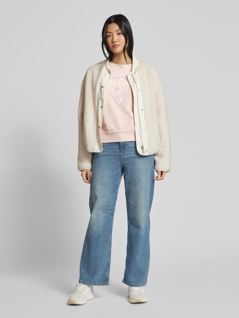 Guess Sweatshirt mit Label-Stitching Modell 'PYTHON' (rosa) online kaufen