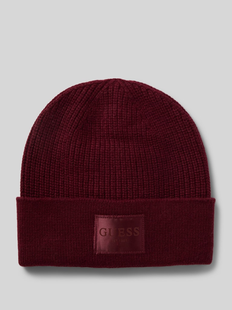 Guess Beanie mit Kaschmir-Anteil Modell 'BRENTON' (bordeaux) online kaufen