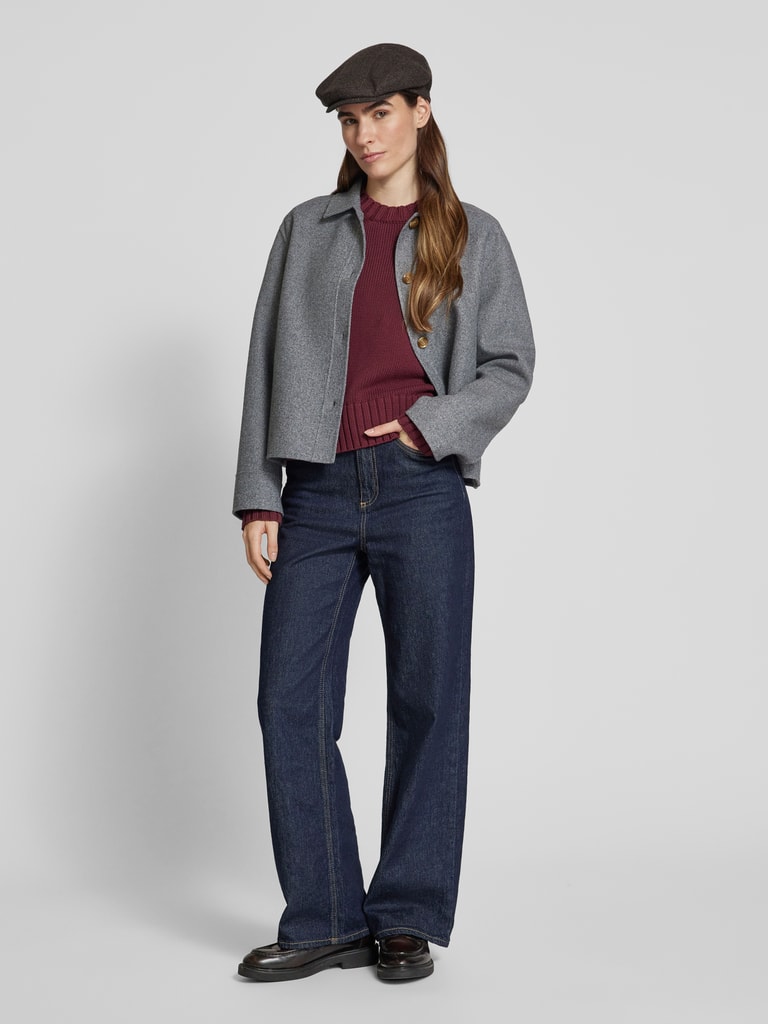 Barbour Wollen jack met platte kraag, model 'Emery' in lichtgrijs ...