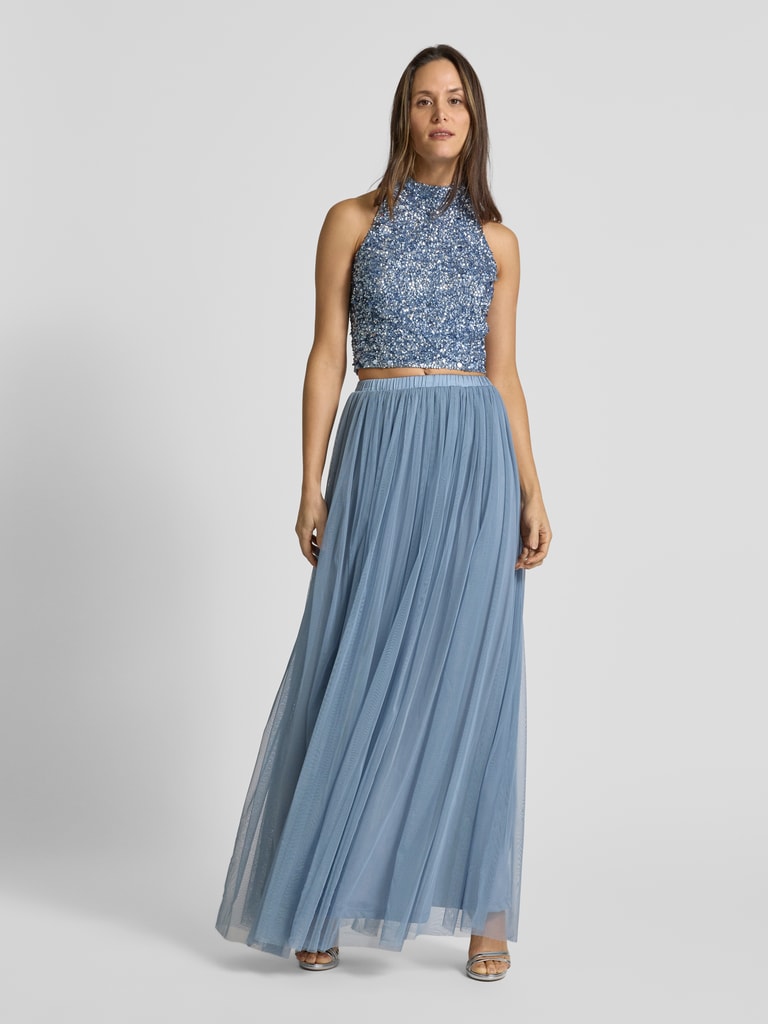 Lace & Beads Top mit Paillettenbesatz (rauchblau) online kaufen