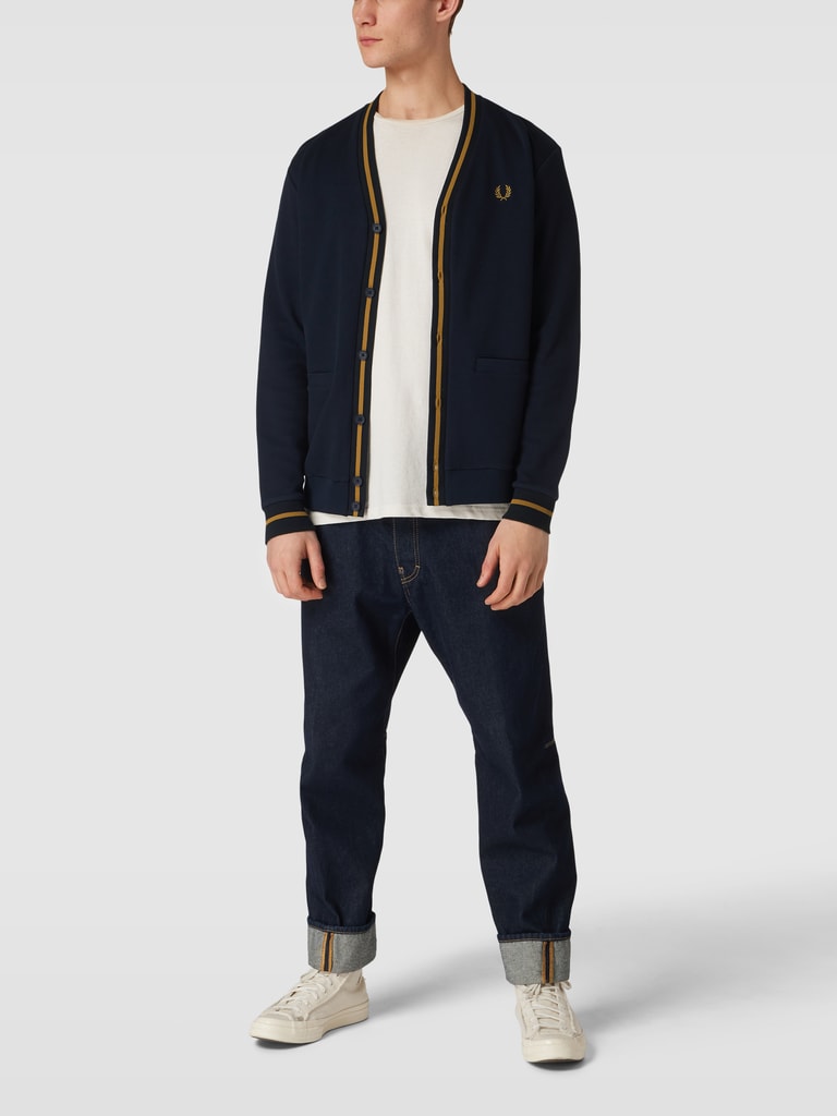 Fred Perry Strickjacke mit Logo-Stitching Modell 'Pique' (marine ...