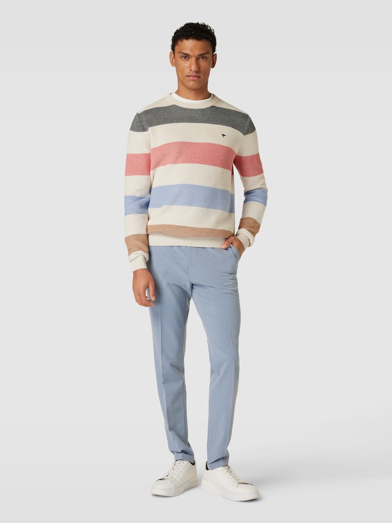Fynch-Hatton Strickpullover mit gerippten Abschlüssen und Logo ...