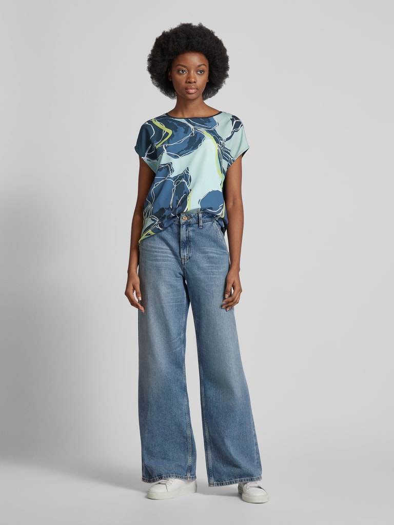 OPUS T-Shirt aus Viskose mit Allover-Muster Modell 'Stini' (marine) online kaufen