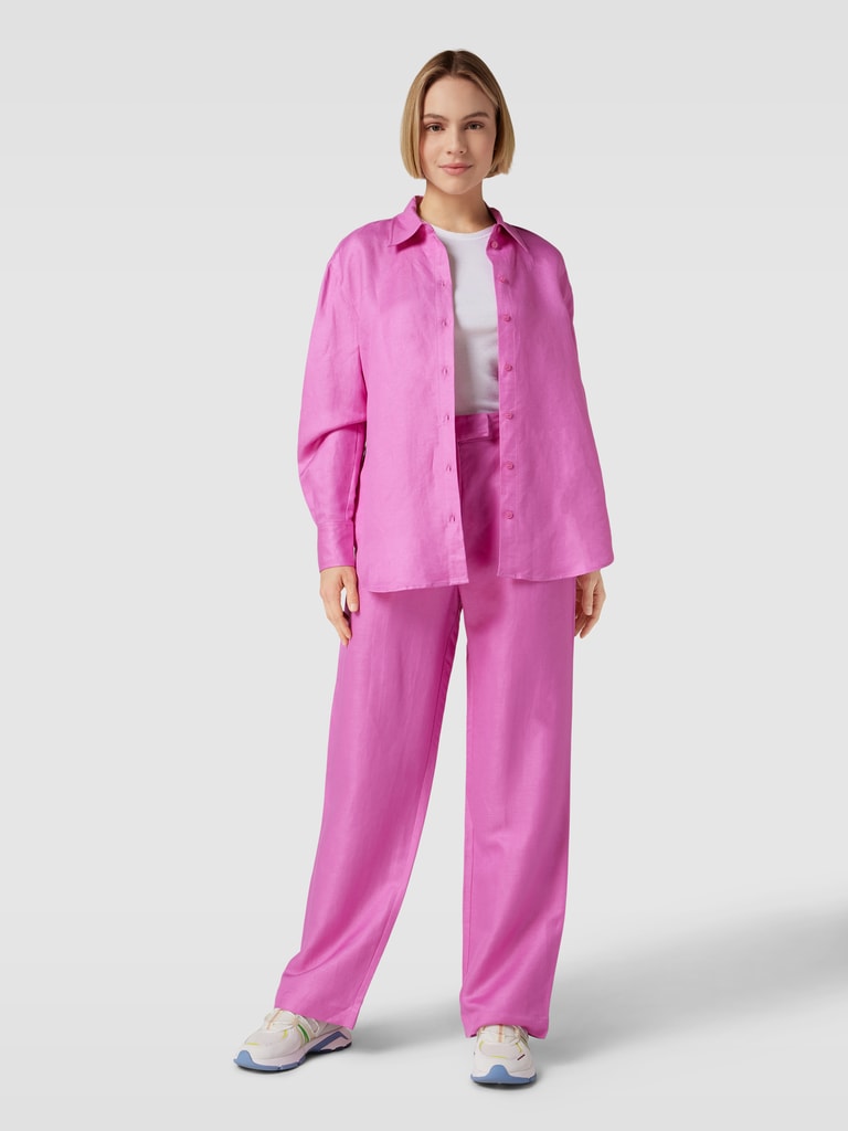 Minus Linnen blouse in effen design, model 'AUGUSTE' in felroze online ...