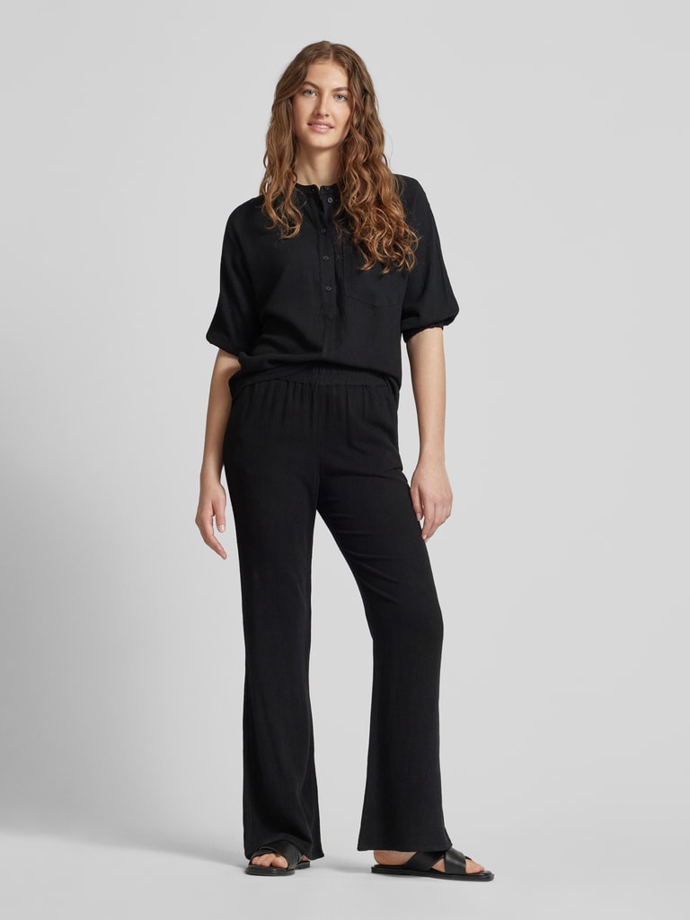 Jake*s Casual Flared Cut Hose aus Viskose-Leinen-Mix (black) online kaufen