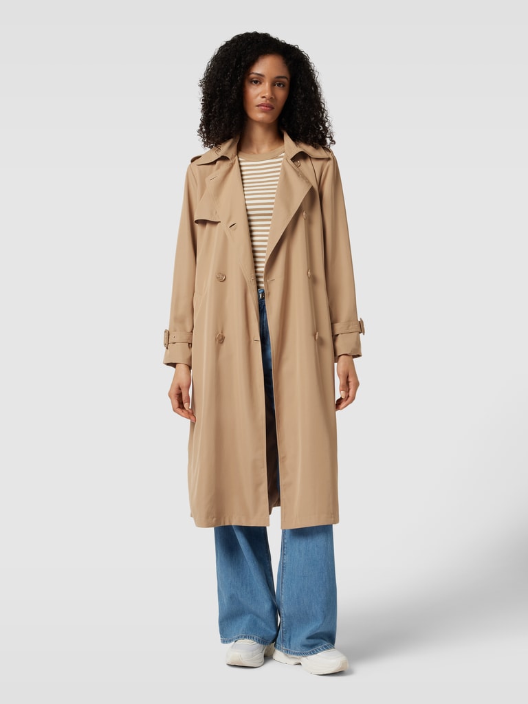 WITHBLACK Lange jas met stoffen ceintuur in camel online kopen | P&C