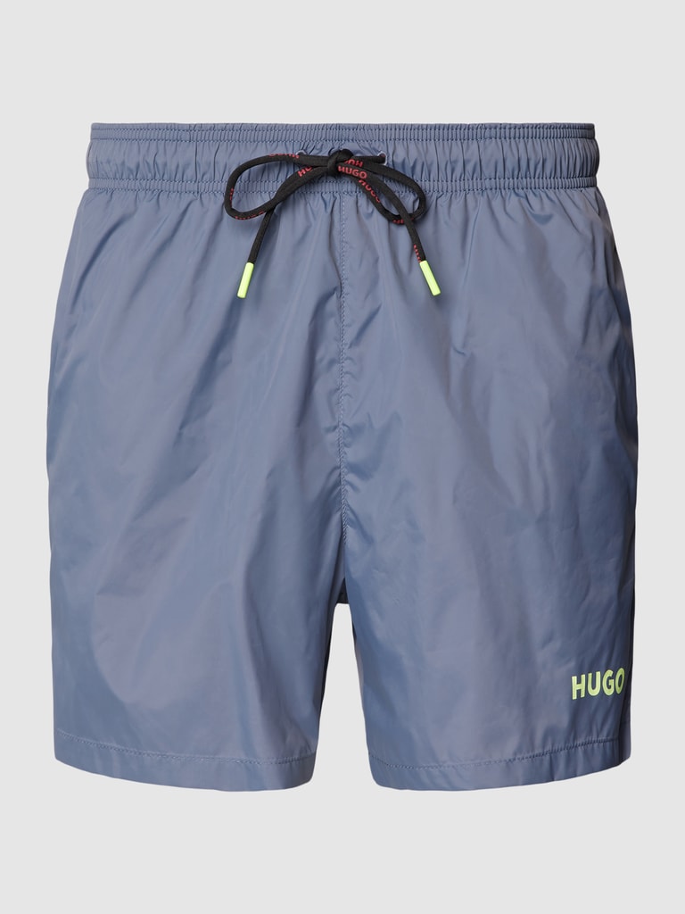 HUGO Badehose mit Label-Print Modell 'HAITI' (rauchblau) online kaufen