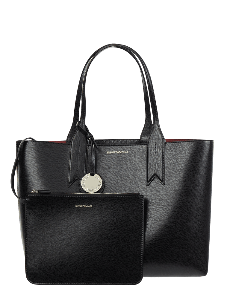 Kup online Emporio Armani Torba shopper z detalami z logo (czarny)