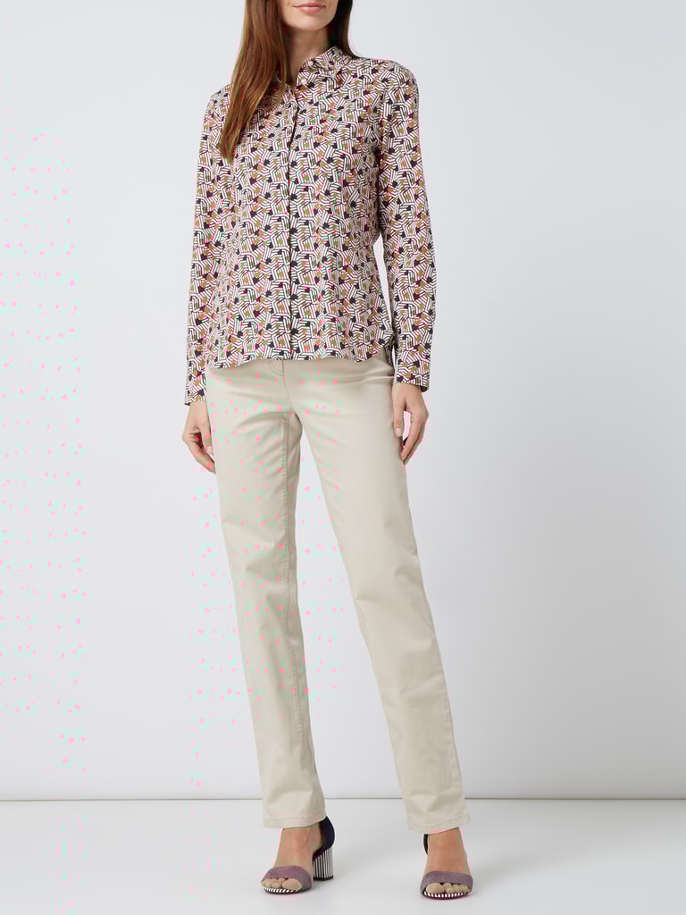 Brax Leinenbluse mit Allover-Muster Modell 'Victoria' (marineblau) online kaufen