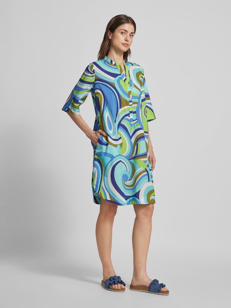 Emily Van den Bergh Knielange jurk met all-over print in blauw online ...