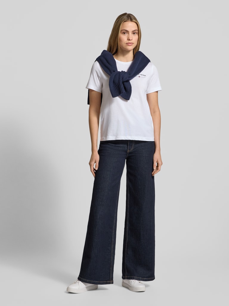 GANT T-Shirt mit Label-Print und Rundhalsausschnitt (weiss) online kaufen