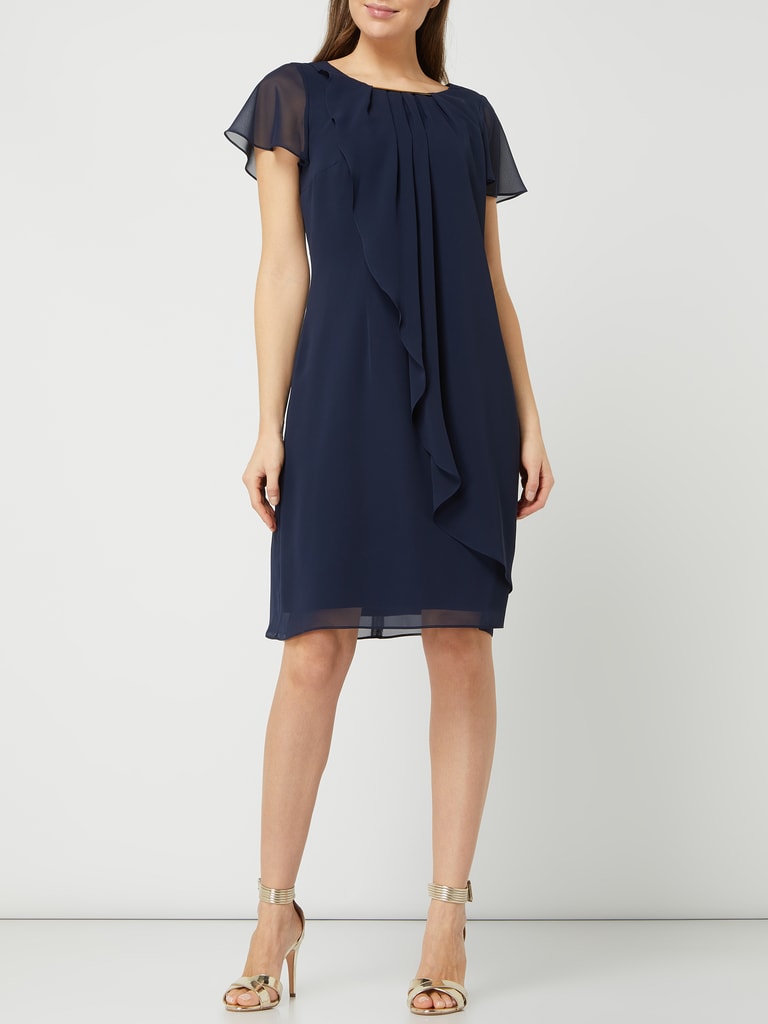 Swing Cocktailkleid Aus Chiffon Im Double Layer Look Dunkelblau