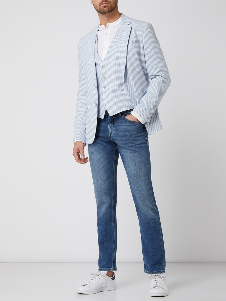 MCNEAL Slim fit gilet met pepitadessin, model 'Emil' in lichtblauw ...