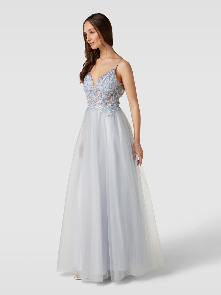 LUXUAR FASHION Abendkleid mit Ziersteinbesatz (hellgrau) online kaufen
