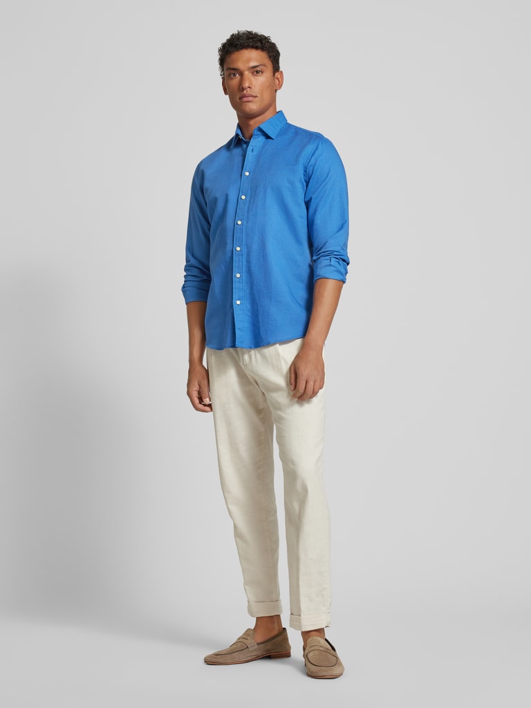 Jake*s Slim Fit Leinenhemd mit Kentkragen (royal) online kaufen