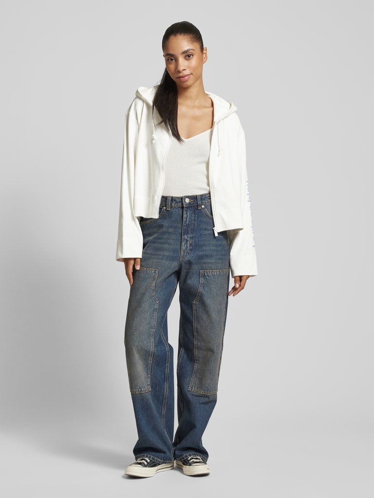 Kup online Tom Tailor Denim Bluza rozpinana z nadrukiem ze sloganem (biały)