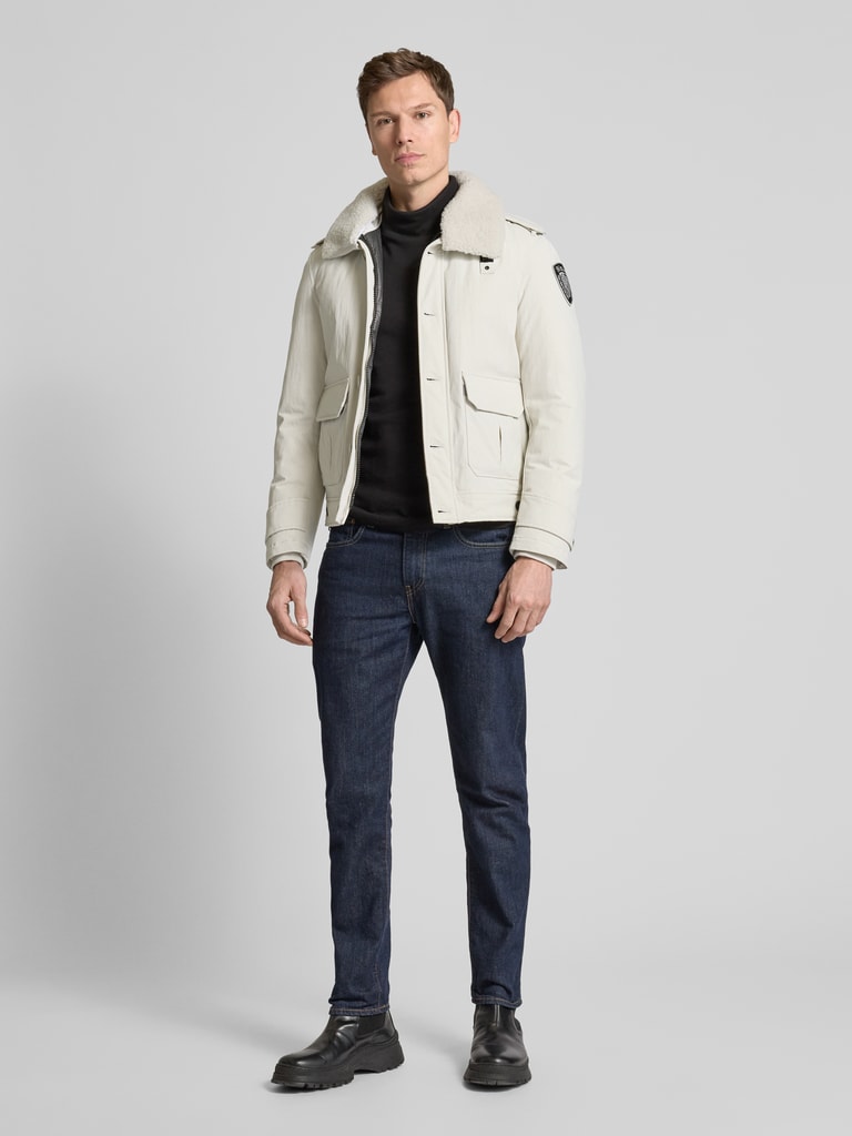 Blauer Usa Jacke mit Label-Patch Modell 'RIVER' (offwhite) online kaufen